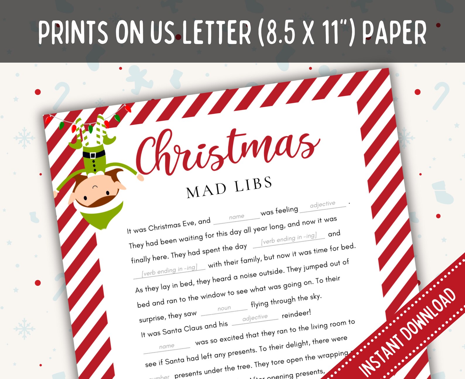 Christmas Mad Libs Game, Printable Mad Libs Party Game, Festive Story ...