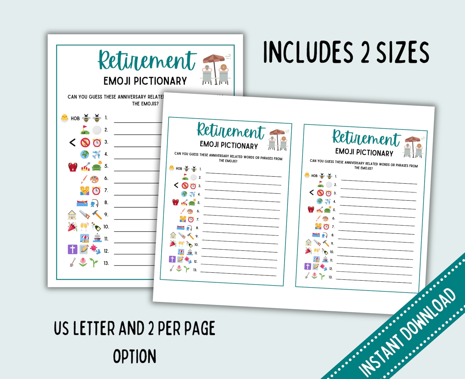 Retirement Emoji Pictionary Game: Fun Party Activity (digital Download ...