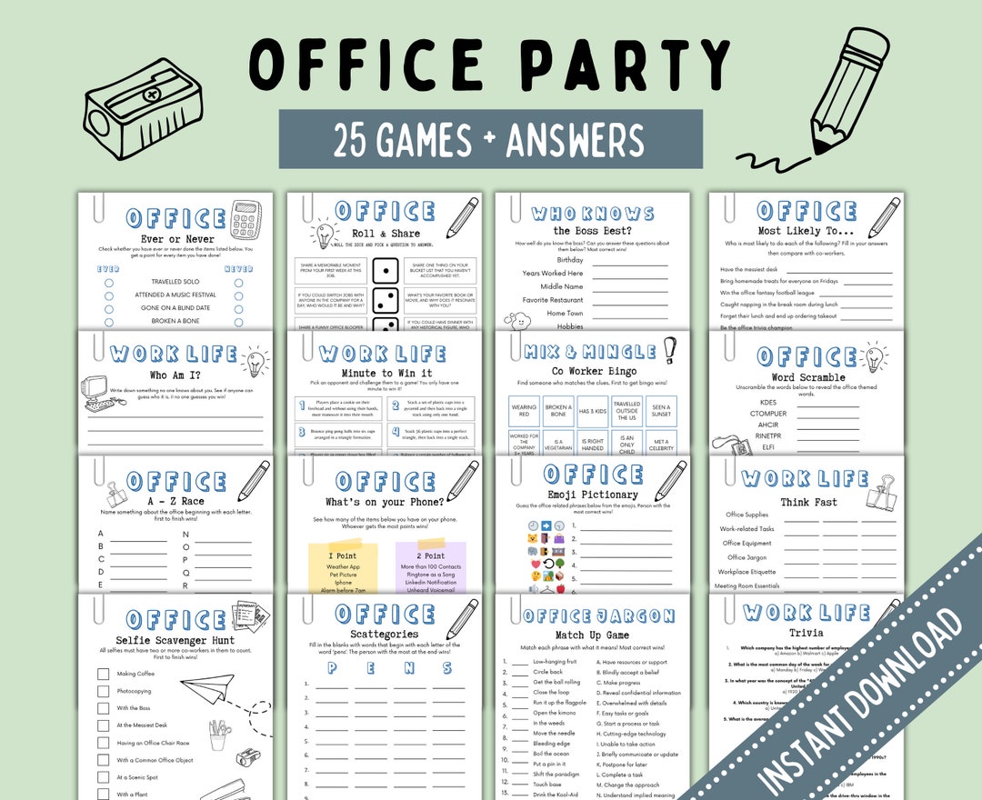 Office Party 25-game MEGA BUNDLE, Work Party Games for Team Building ...