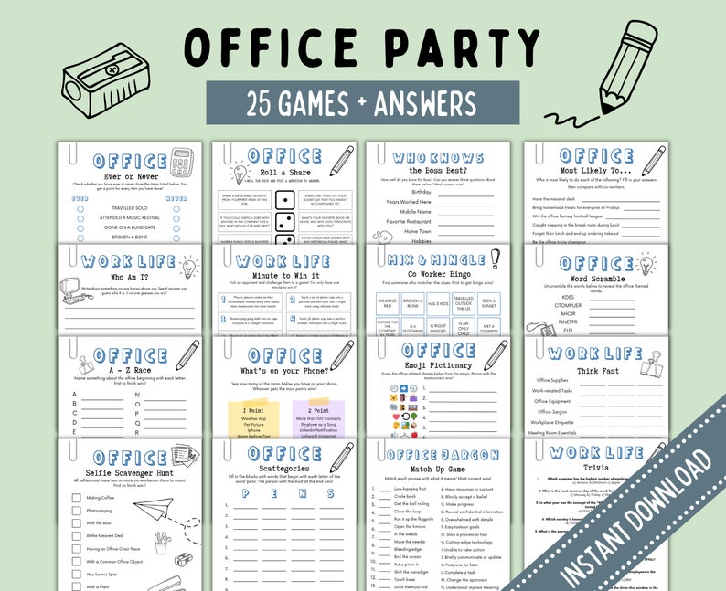 Office Party 25-game MEGA BUNDLE, Work Party Games for Team Building ...