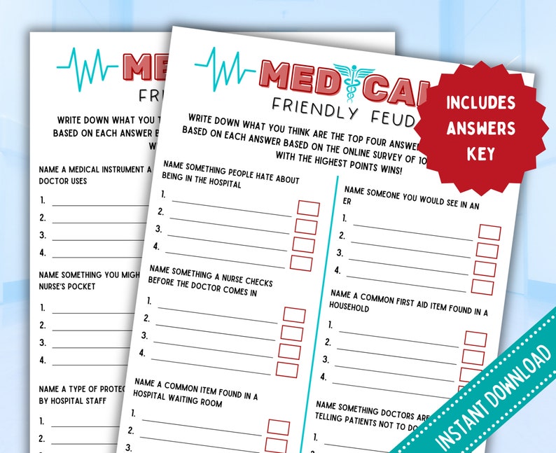 Medical Feud Game: Nurse/doctor Graduation Party (PDF Download) - Etsy