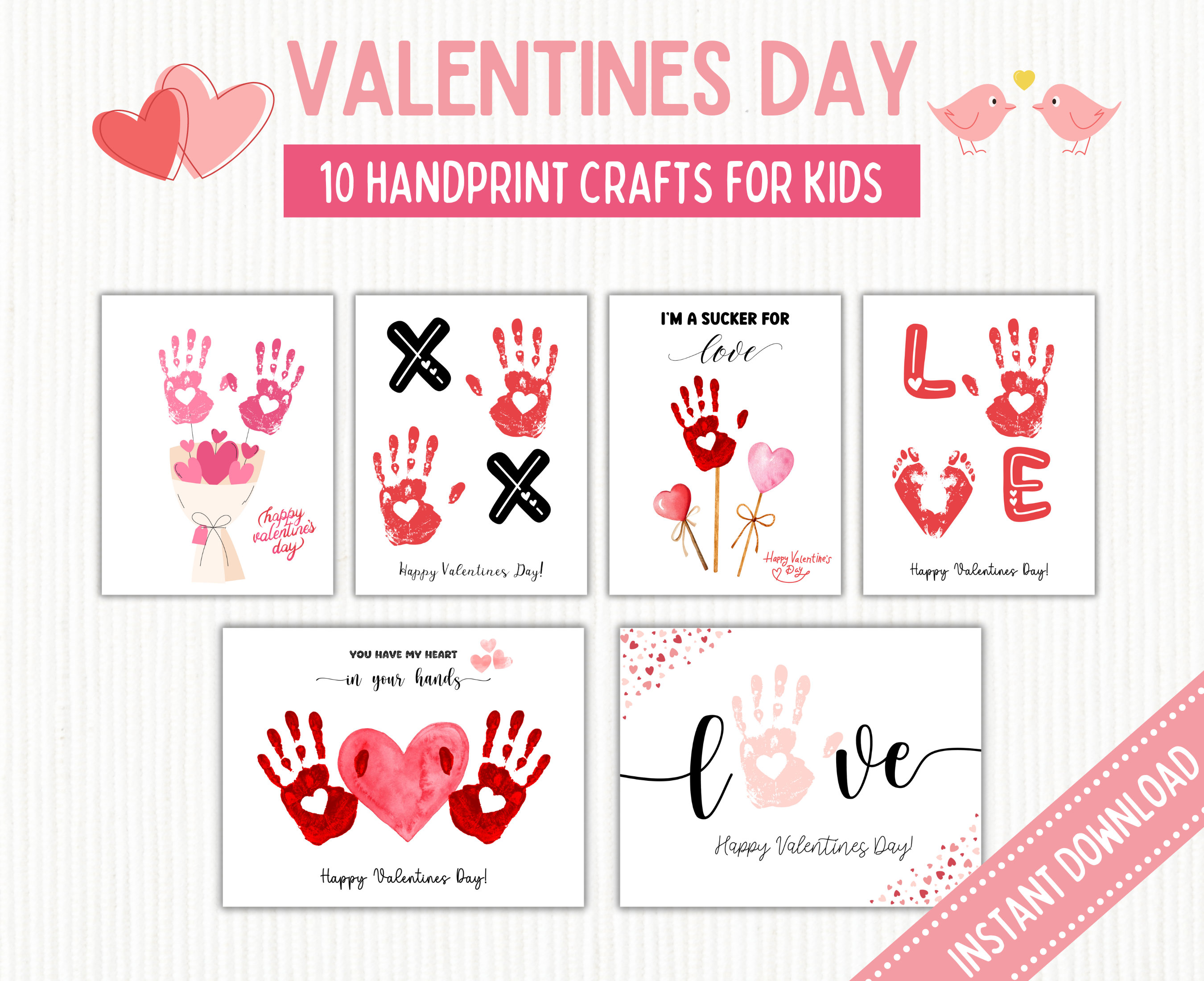 Valentines Day Handprint Template| Printable Handprint Art | Valentines ...
