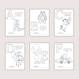 ABC Baby Shower Coloring Book, Digital Download, Educational Animal ...