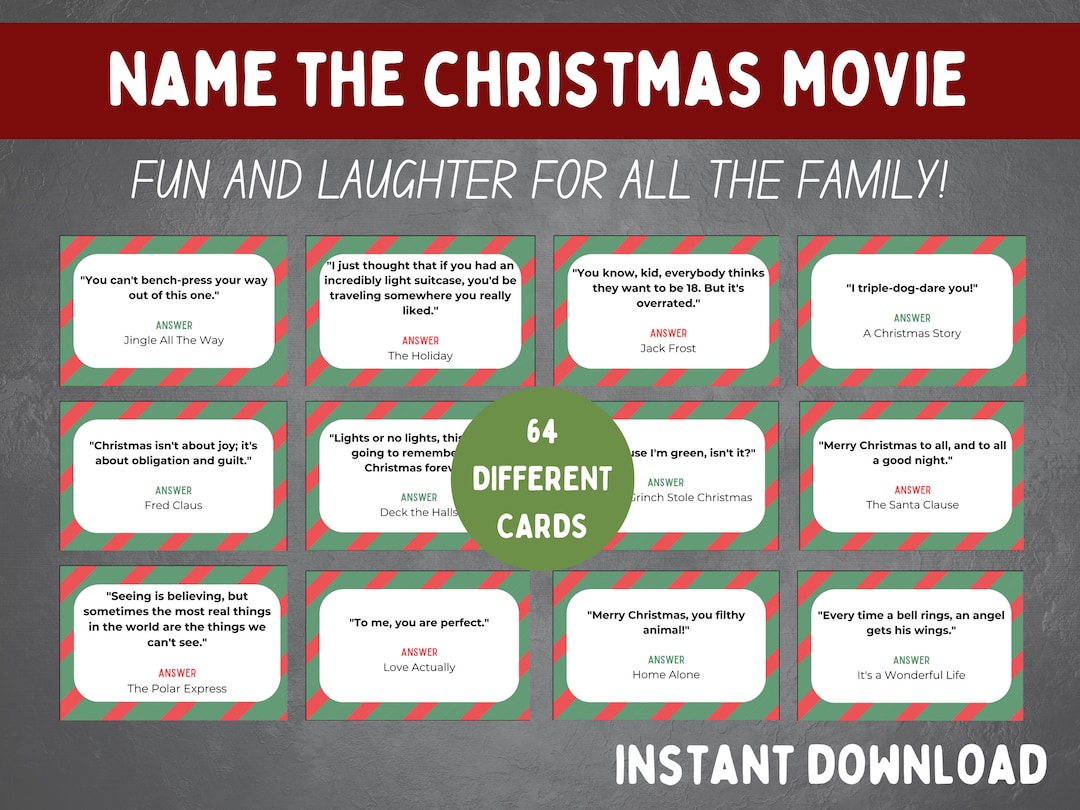 Name the Christmas Movie Game Printable Christmas Game - Etsy