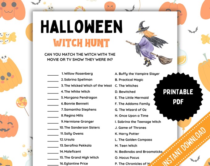 Which Witch Game Printable Halloween Witch Matching Game Witches ...