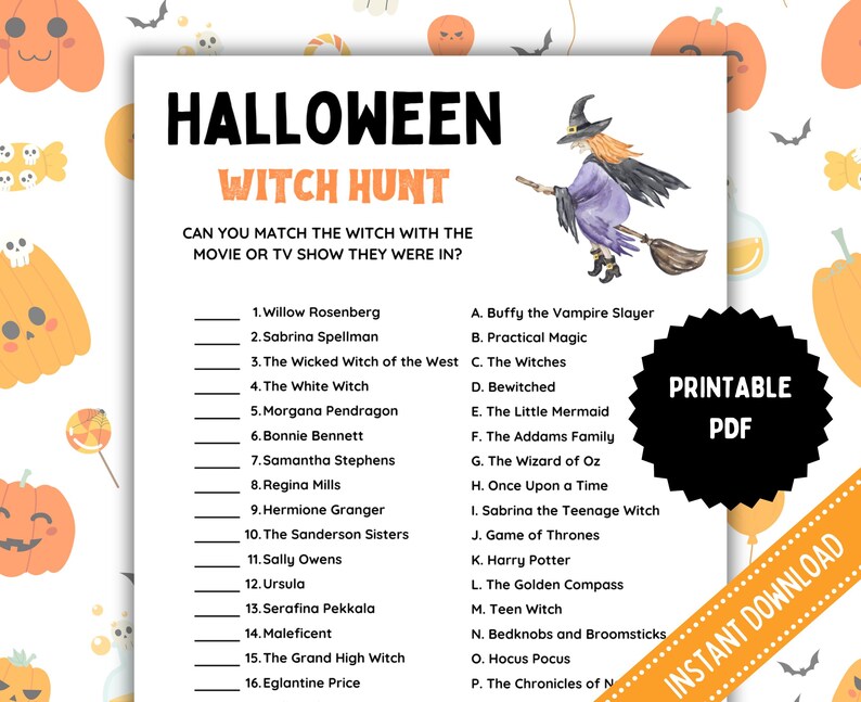 Witches Night Out Witch Matching Game | Which Witch | Fun Halloween ...