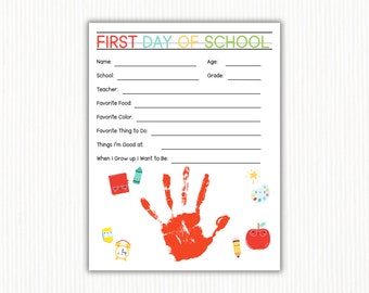 First Day of School Handprint Craft, Back to School Poem Handprint Art ...