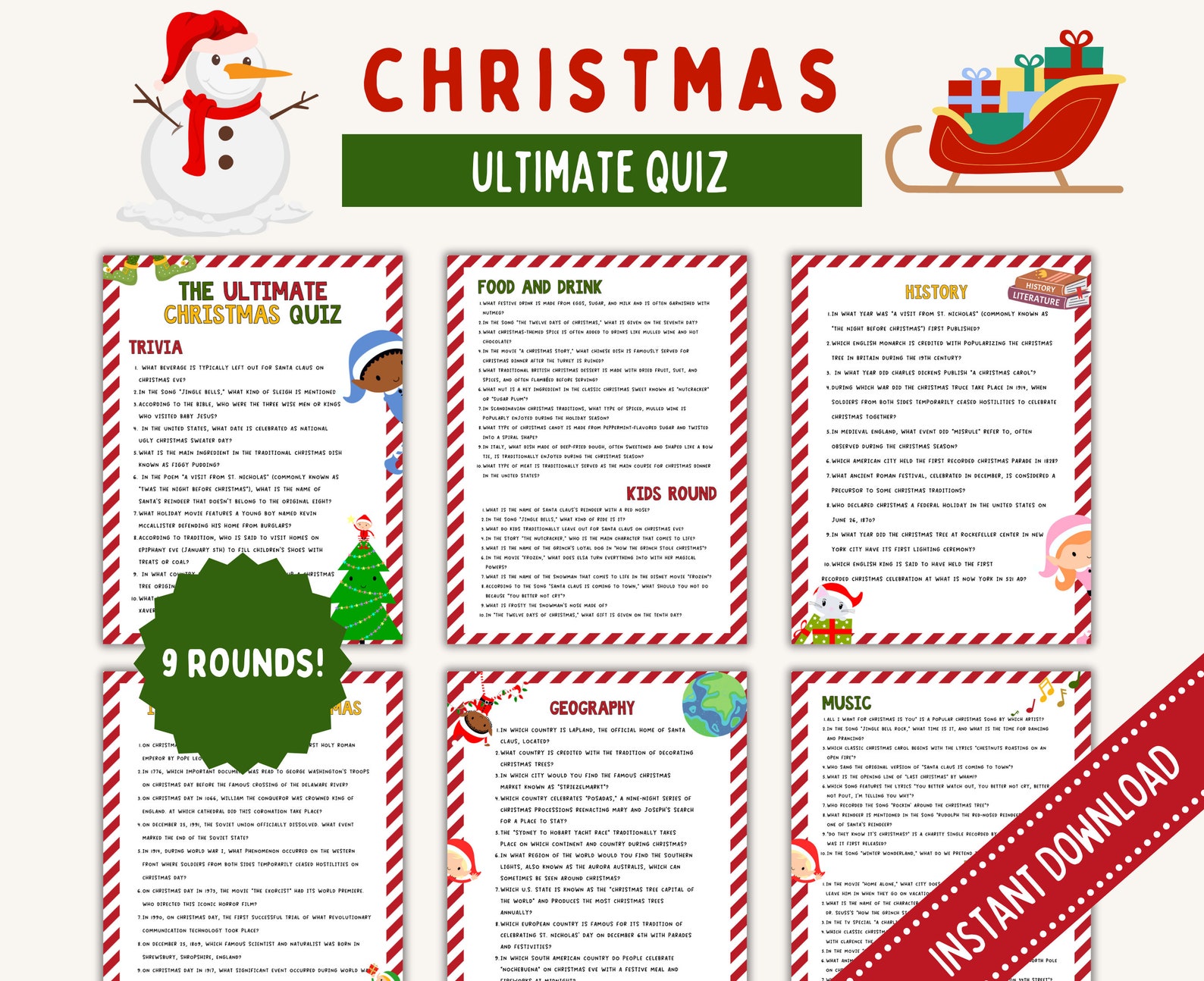 The Ultimate Christmas Quiz - 9 Festive Rounds of Quiz Questions to ...