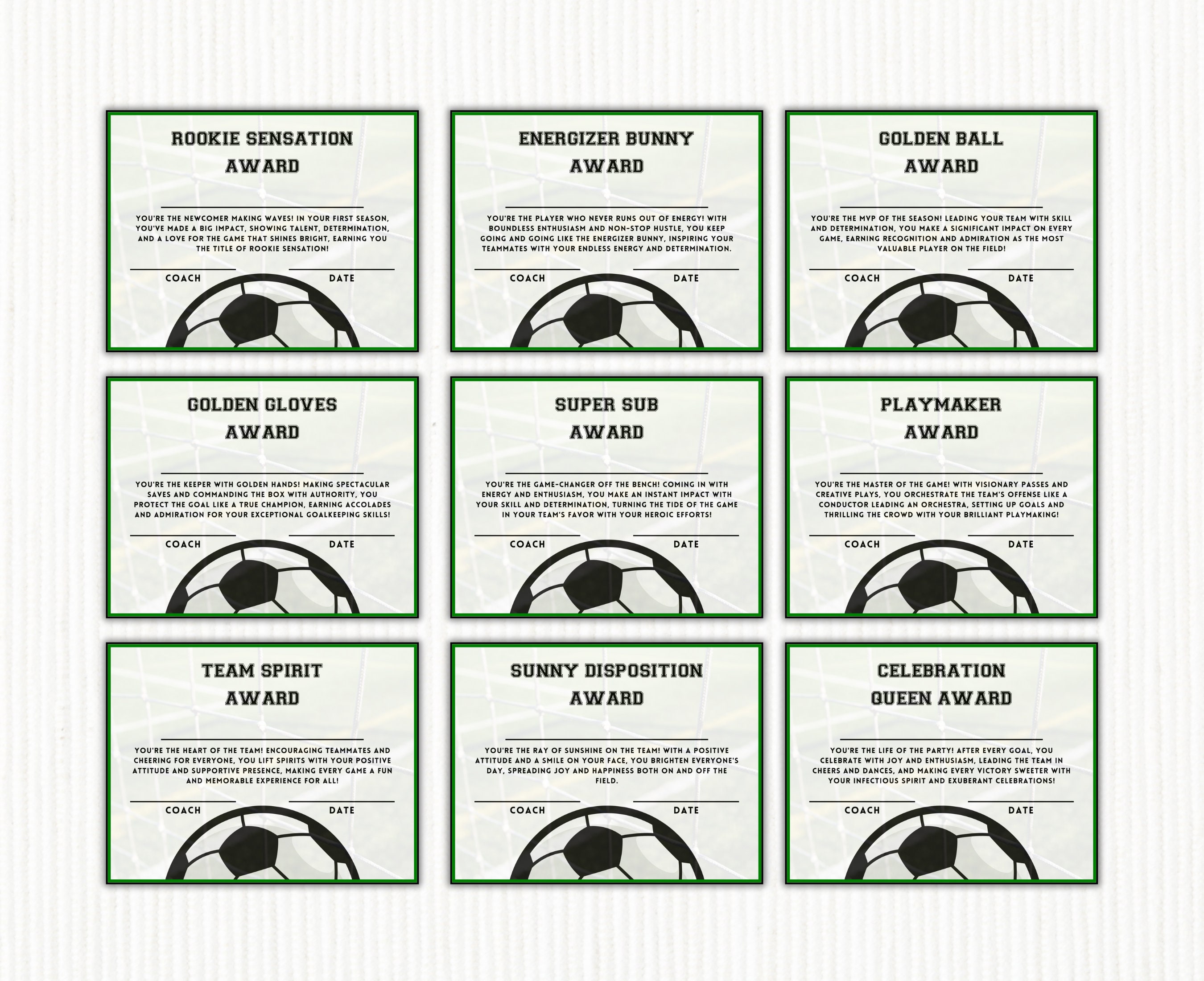 Soccer Award Certificate Editable Award Ceremony Printable End of ...