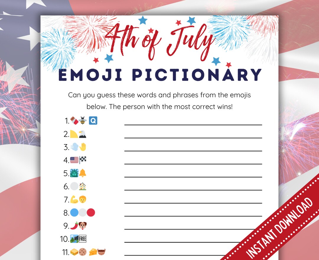 Fun 4th of July Game | Emoji Pictionary | July 4th Game | Independence ...