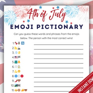 Fun 4th of July Game | Emoji Pictionary | July 4th Game | Independence ...