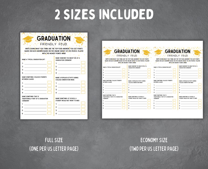 Graduation Friendly Feud Game, Graduation Party Game, Printable ...