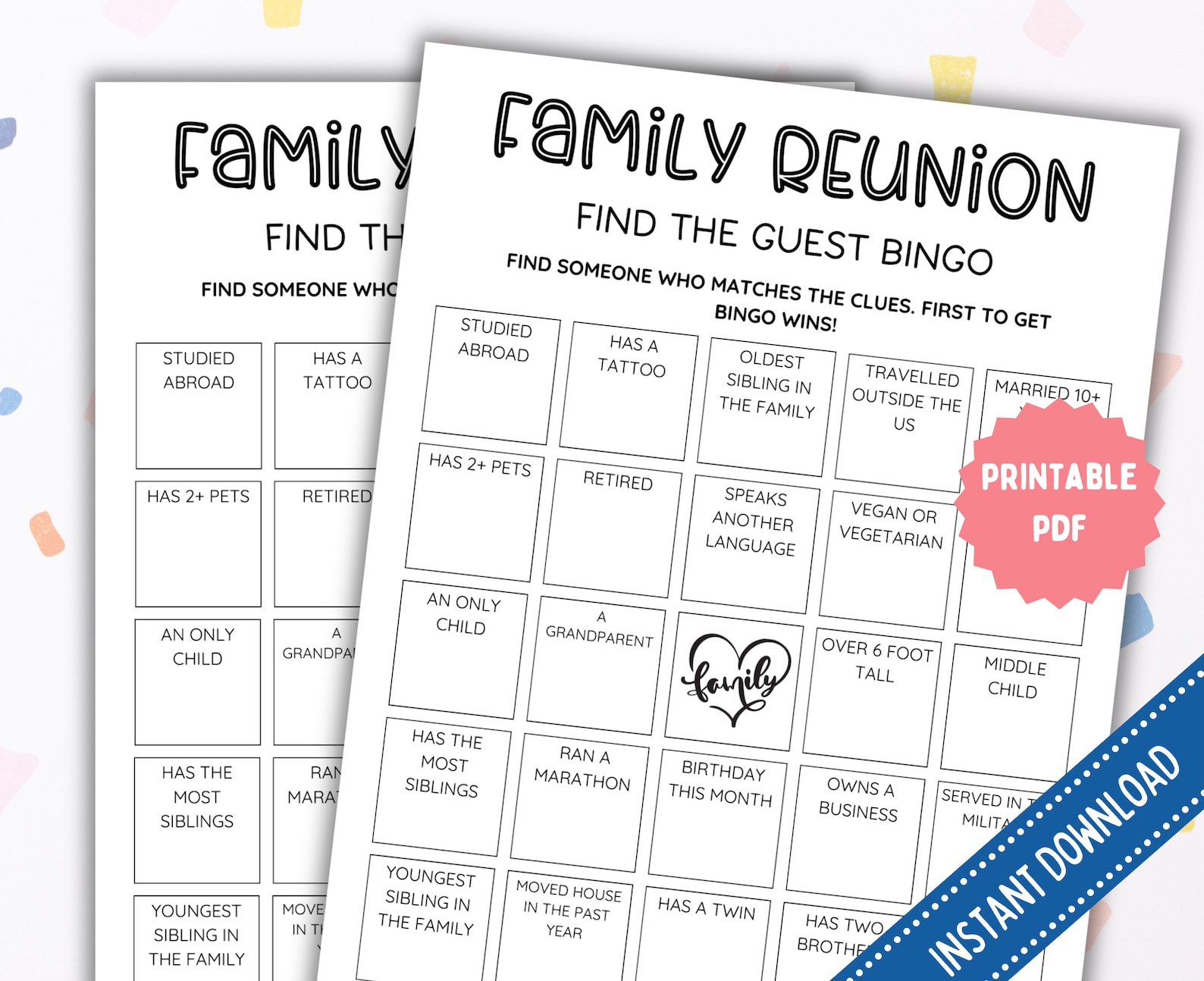 Family Reunion Bingo Game | Family Reunion Find the Guest Bingo ...