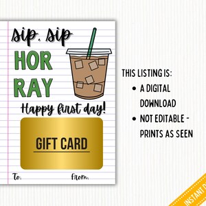 Sip Sip Hooray Teacher Coffee Gift Card Holder, End of School Year ...