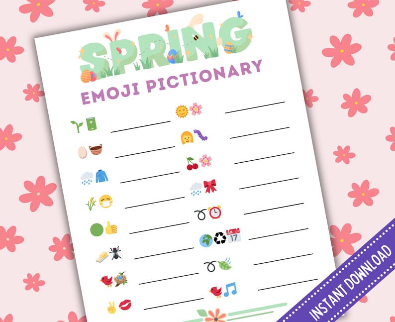 Spring Emoji Pictionary Game Printable Springtime Games Spring ...