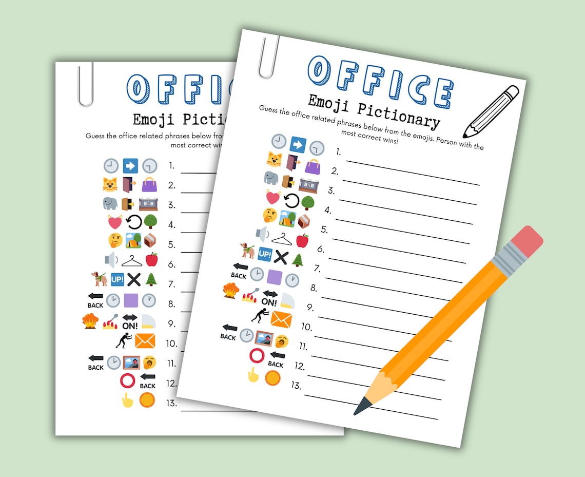Office Emoji Pictionary Game, Fun Emoji Game for Work Party, Office ...
