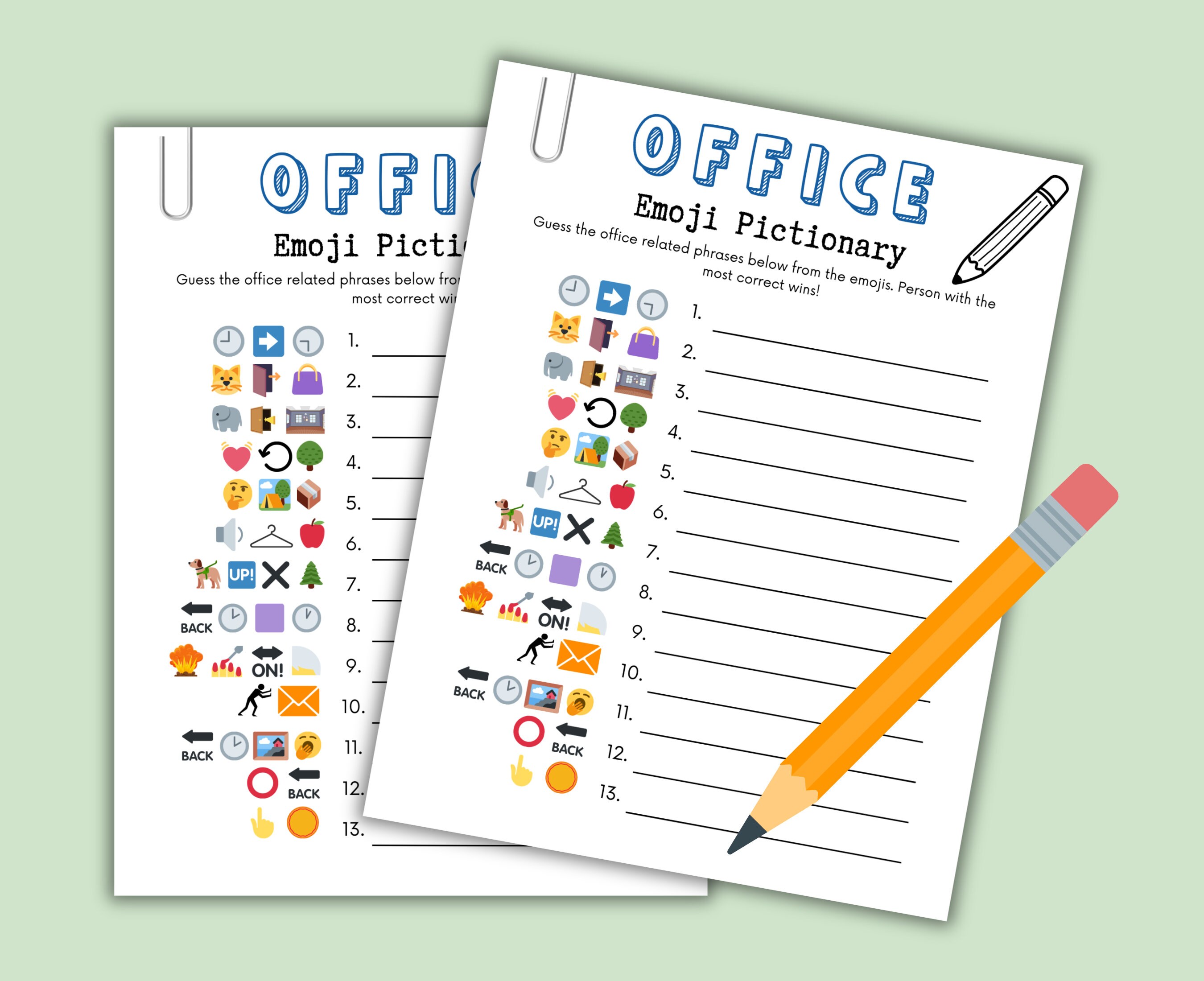 Office Emoji Pictionary Game, Fun Emoji Game for Work Party, Office ...