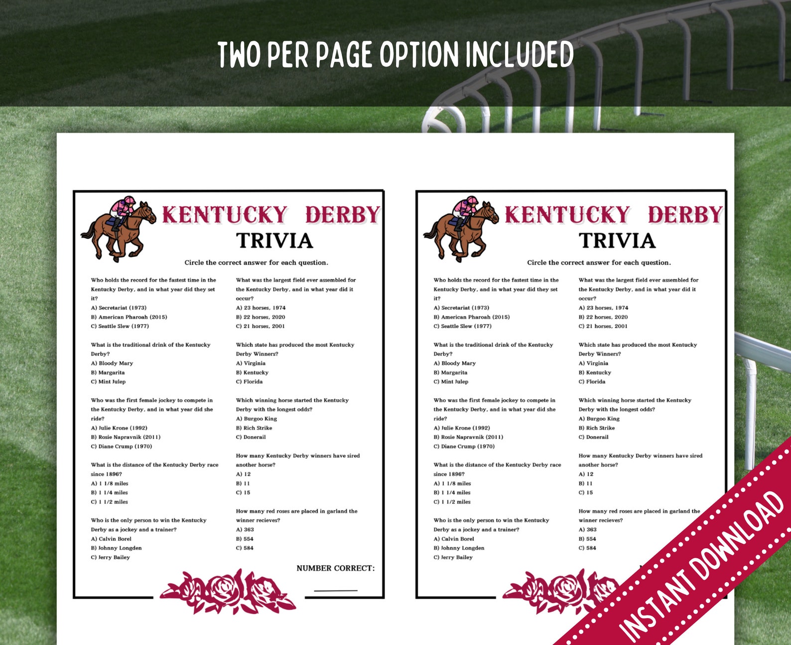 Kentucky Derby Game | Derby Trivia | Kentucky Derby Party | Run for the ...