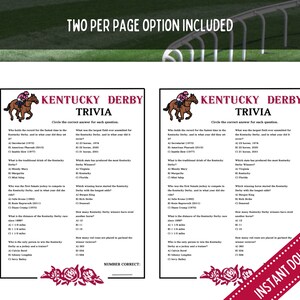 Kentucky Derby Trivia Game: Printable Derby Party Activity (PDF) - Etsy