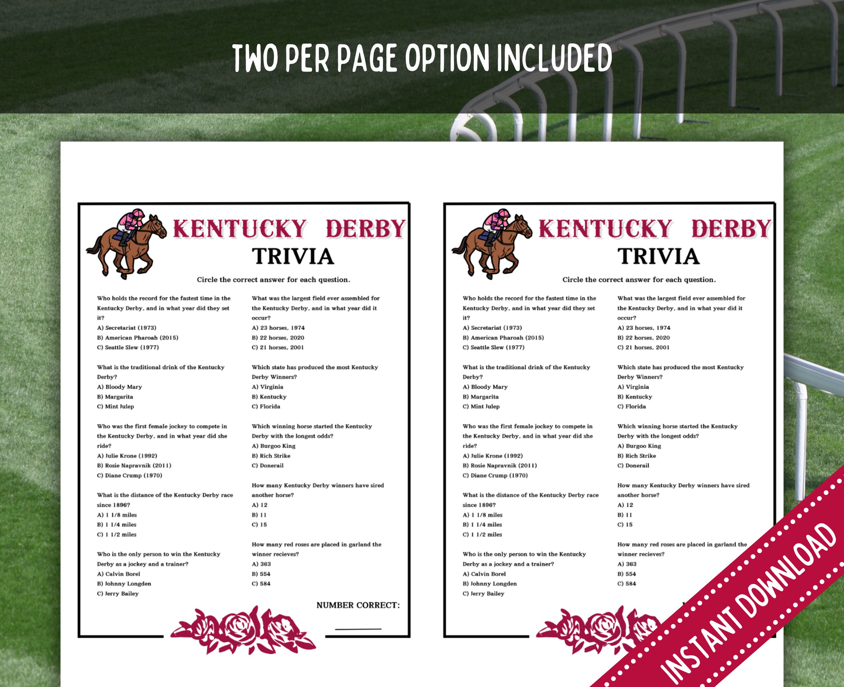 Kentucky Derby Game | Derby Trivia | Kentucky Derby Party | Run for the ...