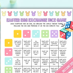 Easter Egg Exchange Dice Game Printable Game | Easter Group Party Game ...