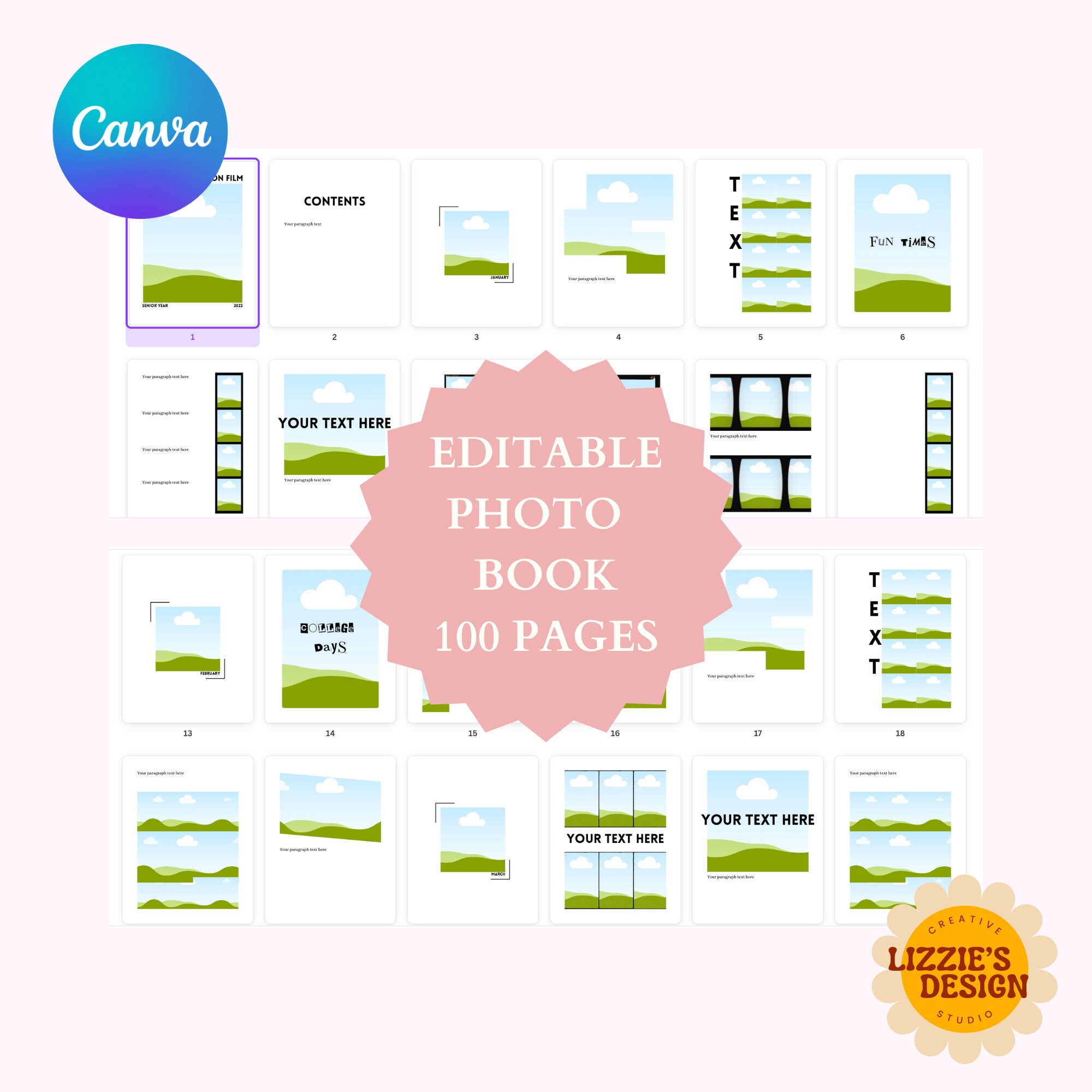 College Memory Book Template, Printable Graduation Coffee Table Photo ...