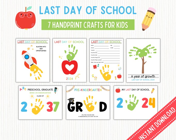 Preschool Graduation Sign, Handprint Art, DIY Kid Craft, 2025 Graduate ...