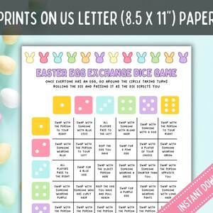 Easter Egg Exchange Dice Game Printable Game | Easter Group Party Game ...