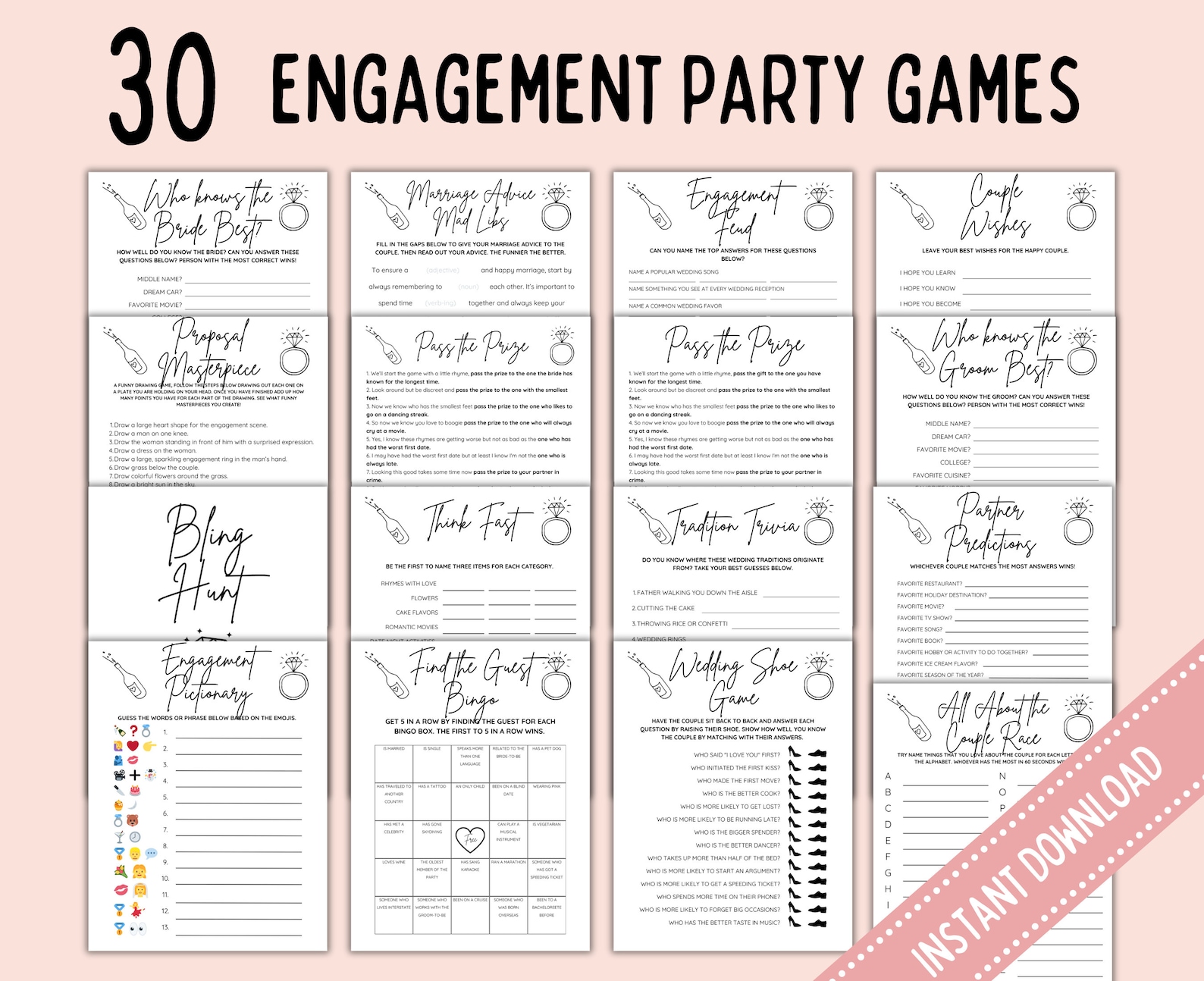 Engagement Party Games Bundle | Engagement Party Games | Proposal Party ...
