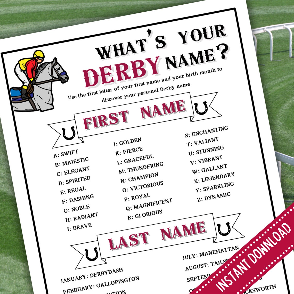 What's Your Derby Name Party Game With Nametags & Sign | Kentucky Derby ...