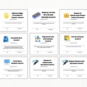 Funny Teacher Awards: 50 Teacher Awards for End of Year Banquet, Back ...