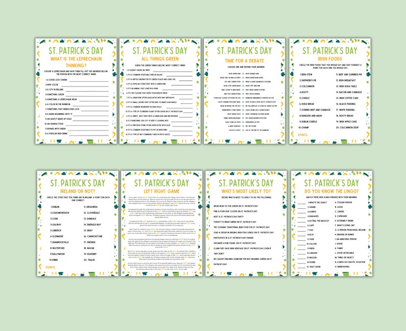 St Patricks Day 30-game MEGA BUNDLE, Fun St. Patrick's Day Party Games ...