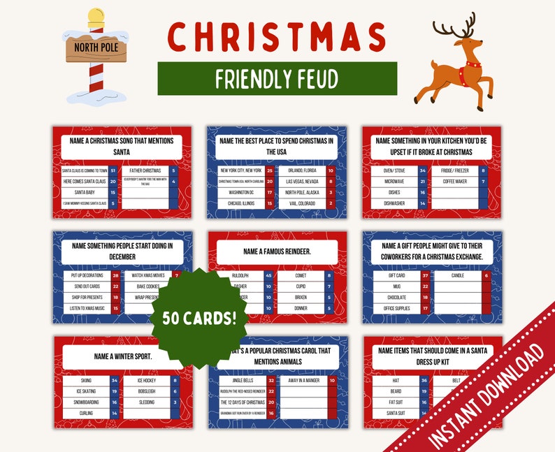 Christmas Friendly Feud Game | Printable Christmas Game | Christmas ...