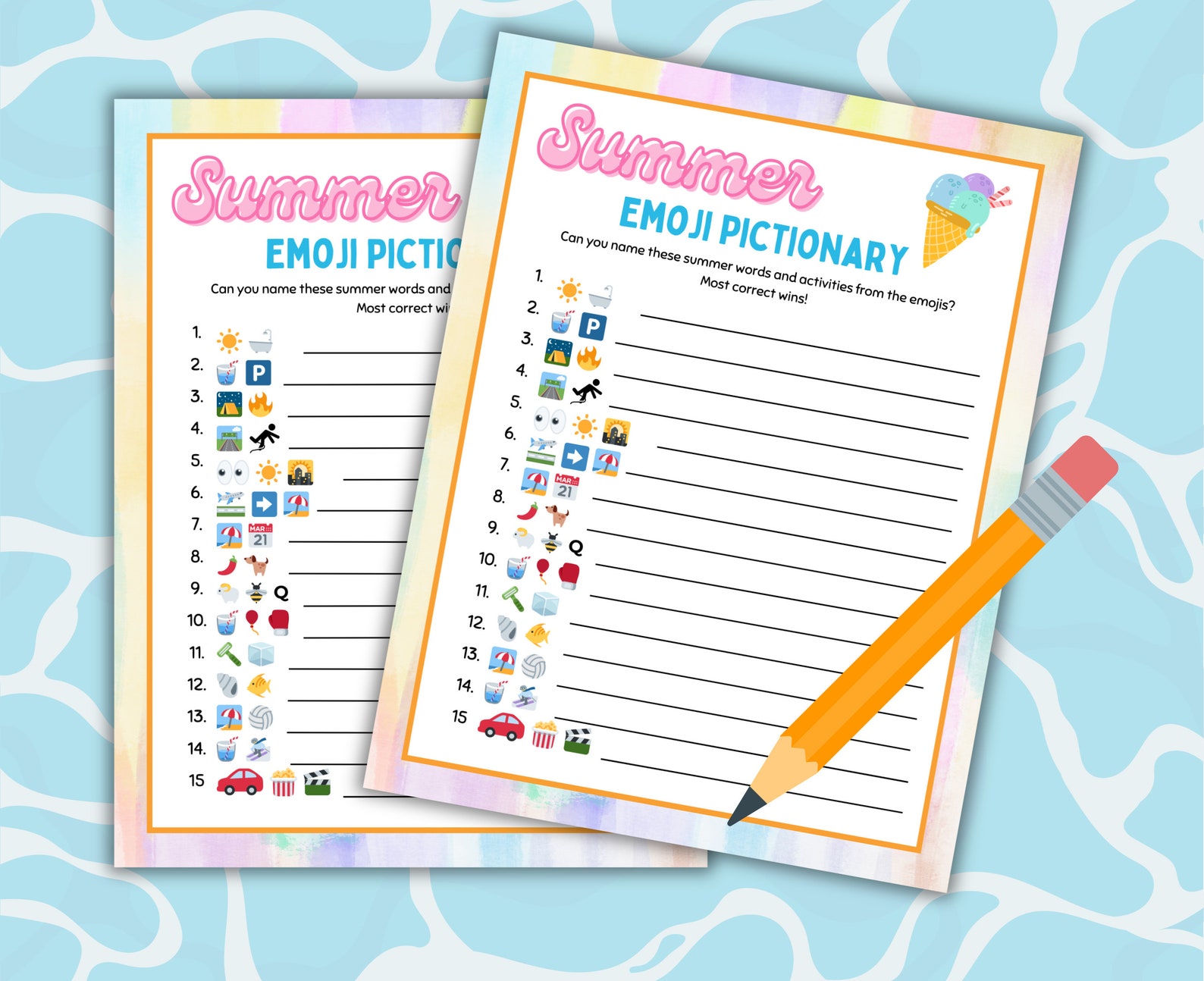 Summer Emoji Pictionary, Summer Charades, Summer Categories Pictionary ...