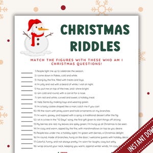 Christmas Riddles Who Am I, Printable Christmas Party Game, Kids ...