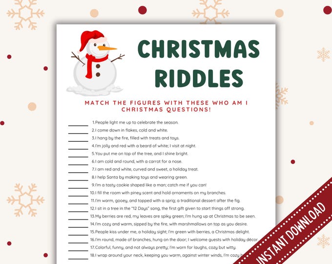 Christmas Riddles, Printable Xmas Games, Holiday Activities, Family Fun ...