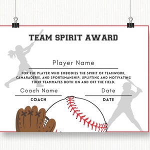 Editable Softball Award Certificates, Softball Team Awards, Softball ...