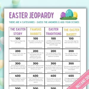 Easter Trivia Game, Easter Jeopardy, Easter Seniors Game, Easter School ...
