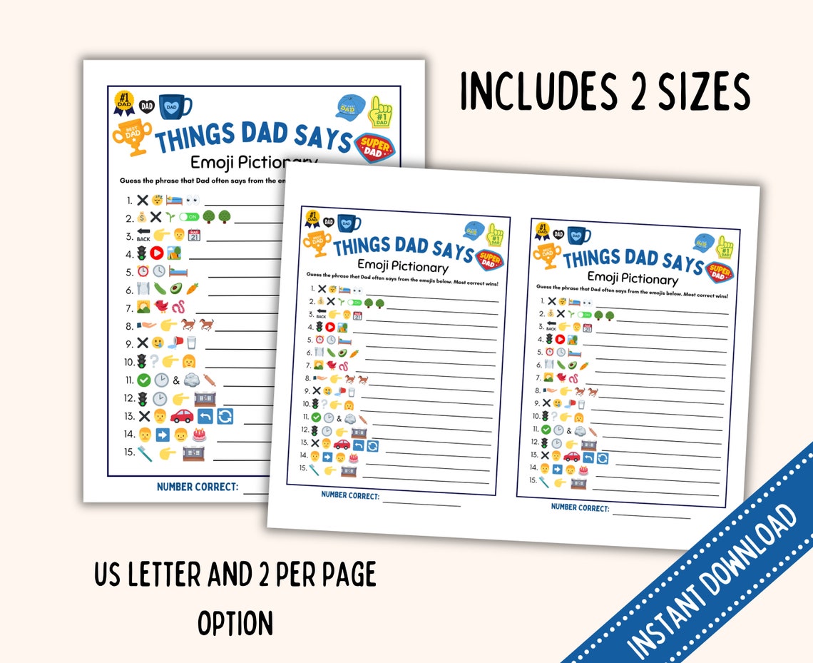 Father's Day Emoji Pictionary Game: Fun Family Activity (PDF) - Etsy
