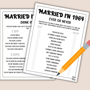 60th Anniversary Games Bundle: 1964 Trivia, Quizzes (printable PDF) - Etsy