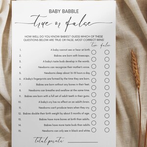 Baby Shower True or False Game | Baby Shower Party Game | Baby Trivia ...