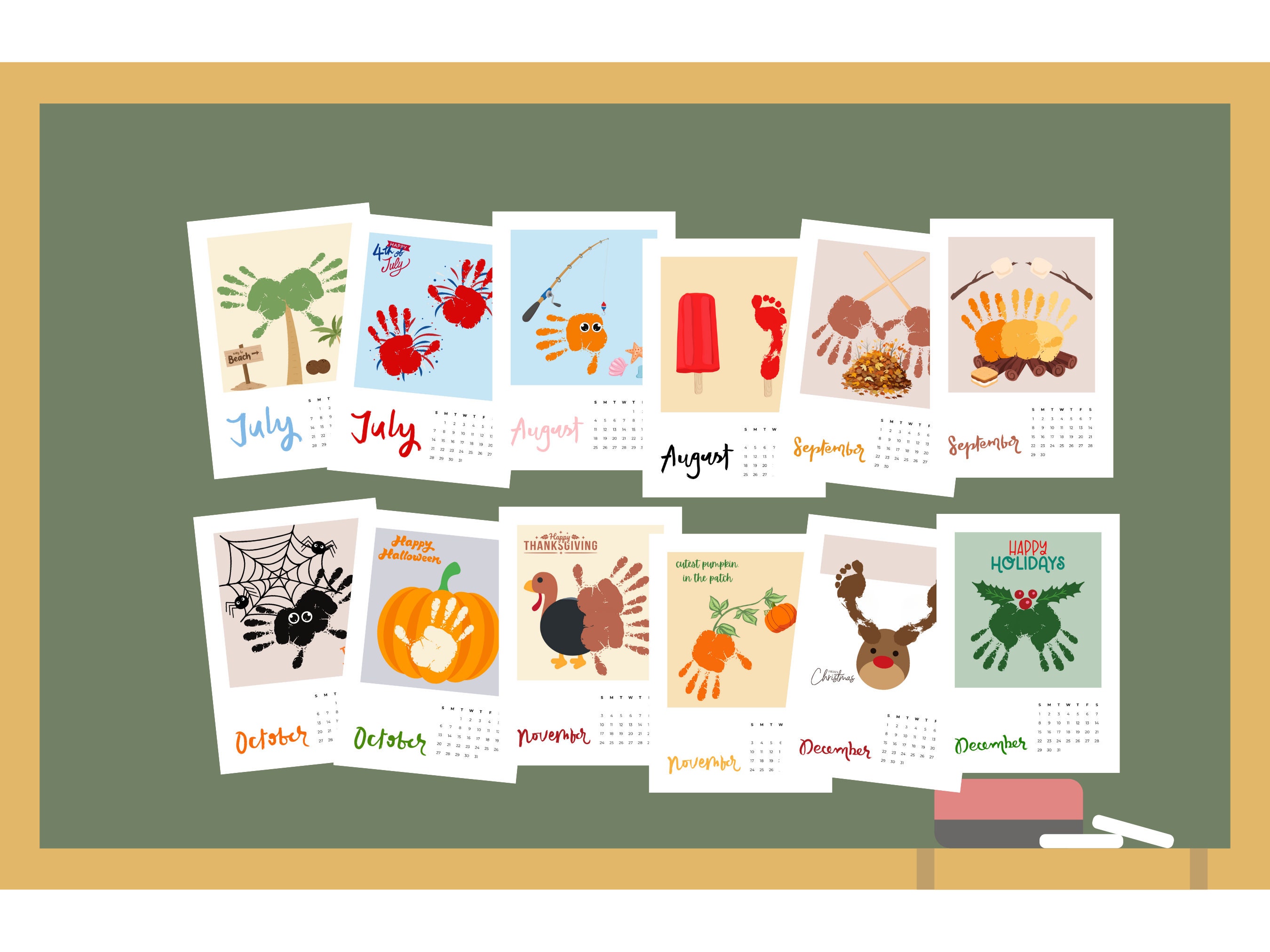 2024 Handprint Footprint Calendar Art Craft Kids Baby Toddler Child ...