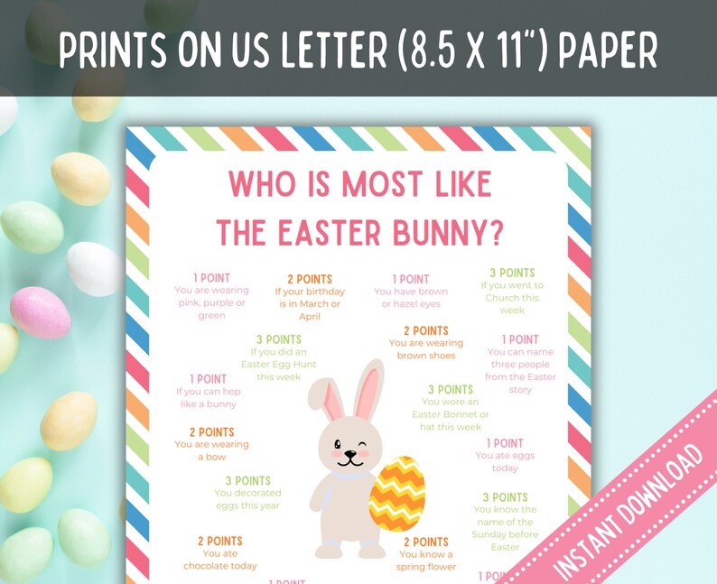 Who is Most Like the Easter Bunny, Easter Activity, Teen Party Game ...
