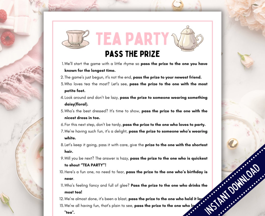 Pass the Prize Tea Party Game, Pass the Parcel, Pass the Gift Game ...