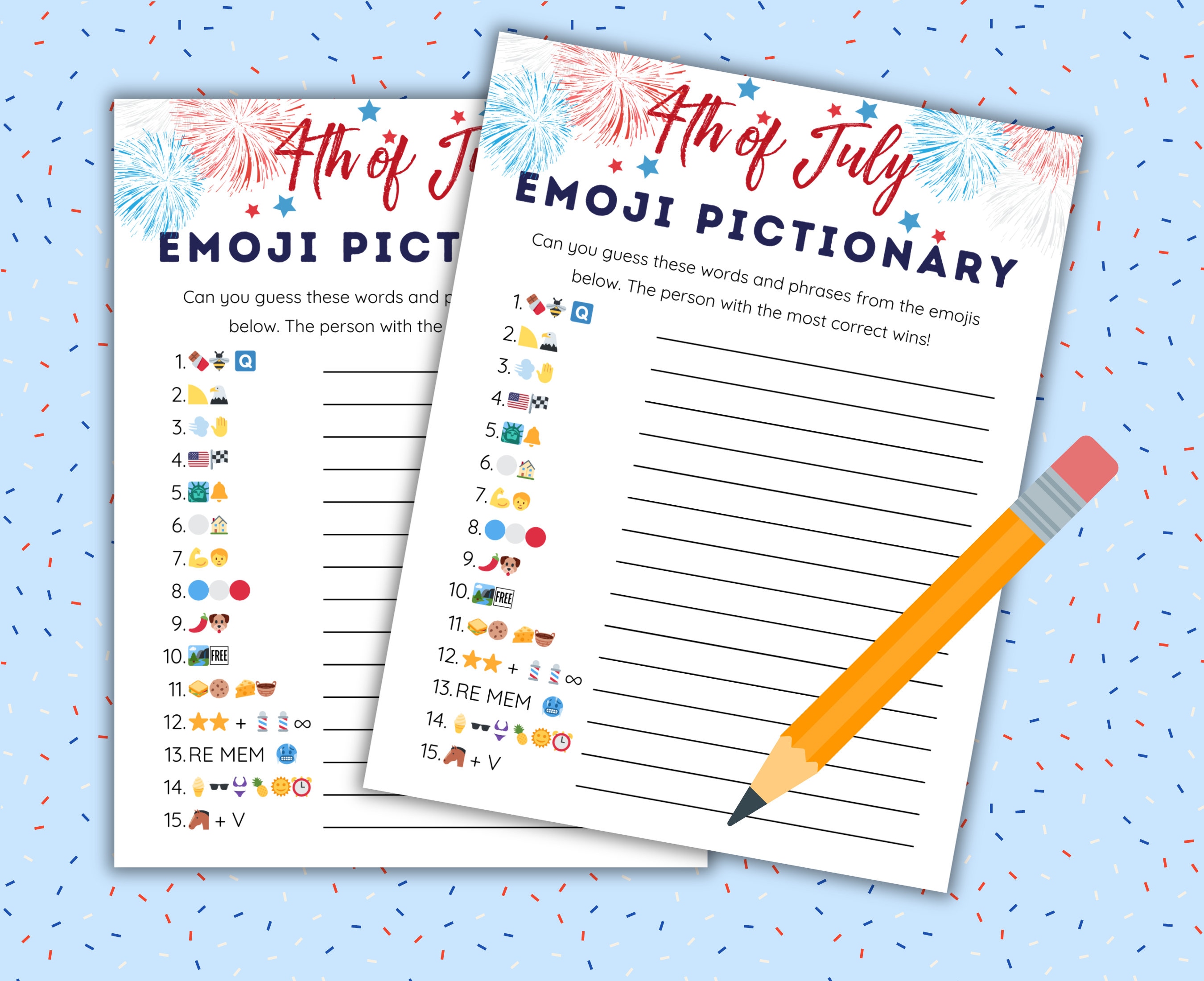 Fun 4th of July Game | Emoji Pictionary | July 4th Game | Independence ...