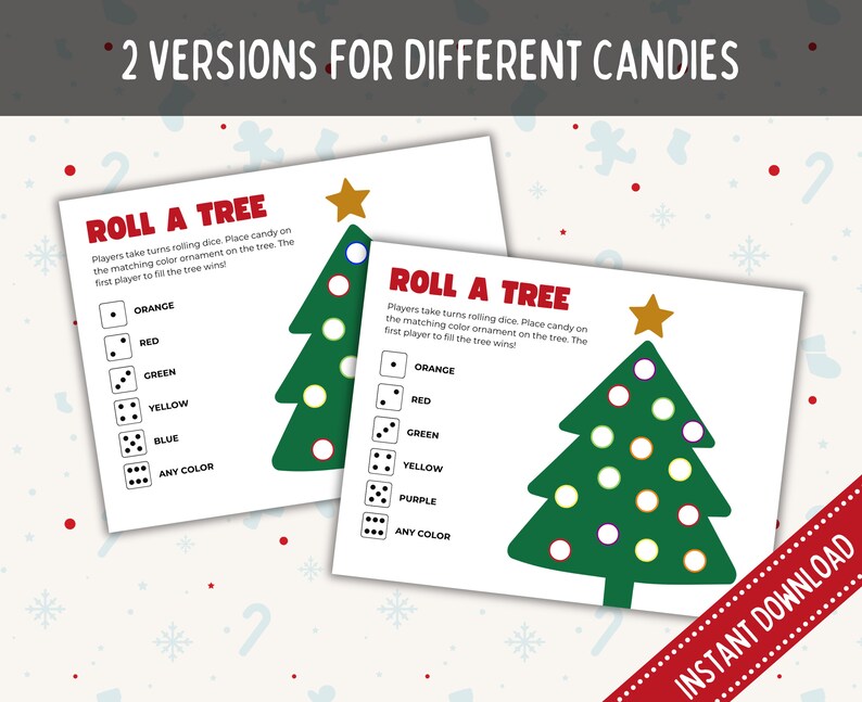 Roll A Tree Christmas Dice Game, Printable Christmas Game for Kids ...