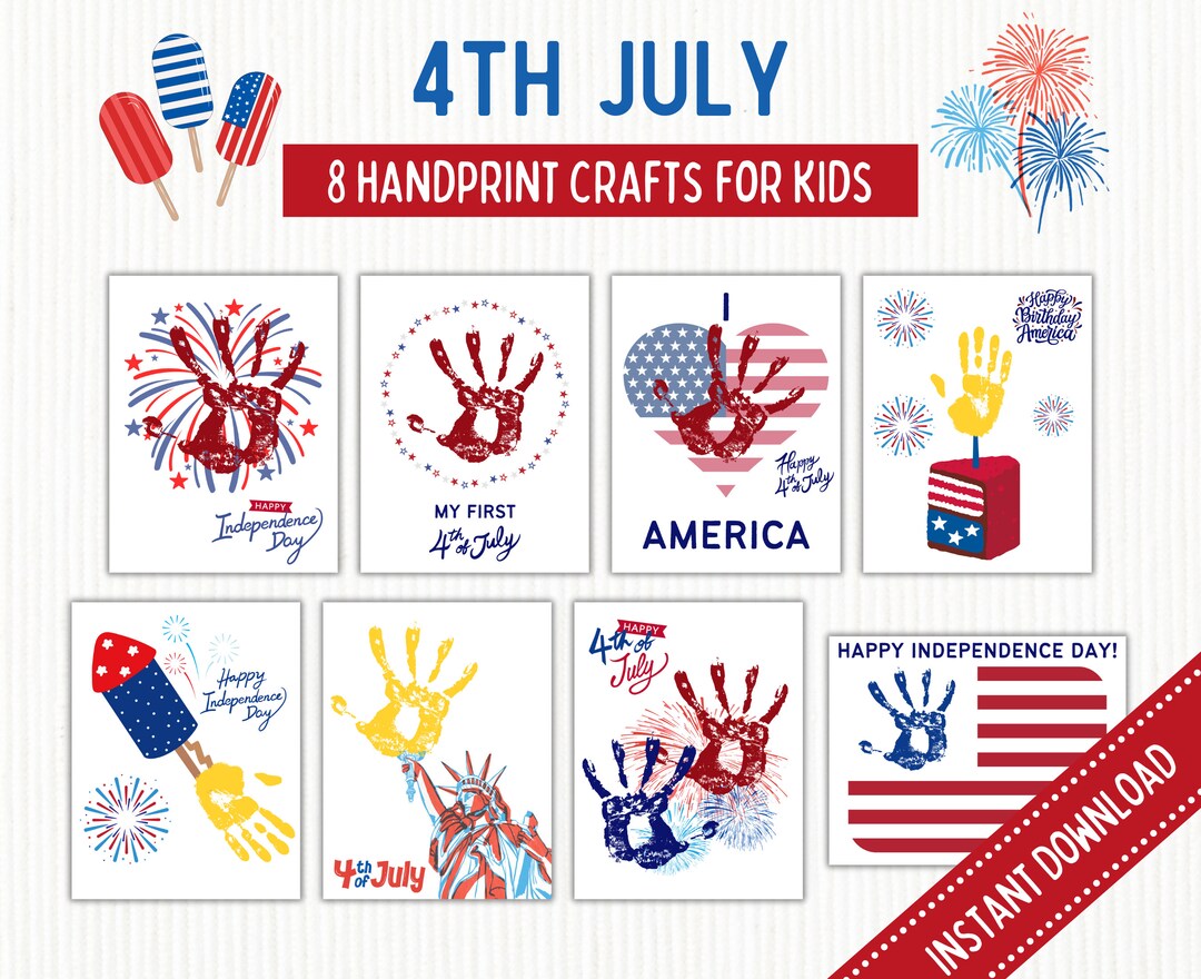 4th of July Handprint Footprint Craft Bundle: DIY Summer Activities ...