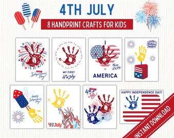 8 4th of July Handprint and Footprint Craft Bundle, Printable DIY ...