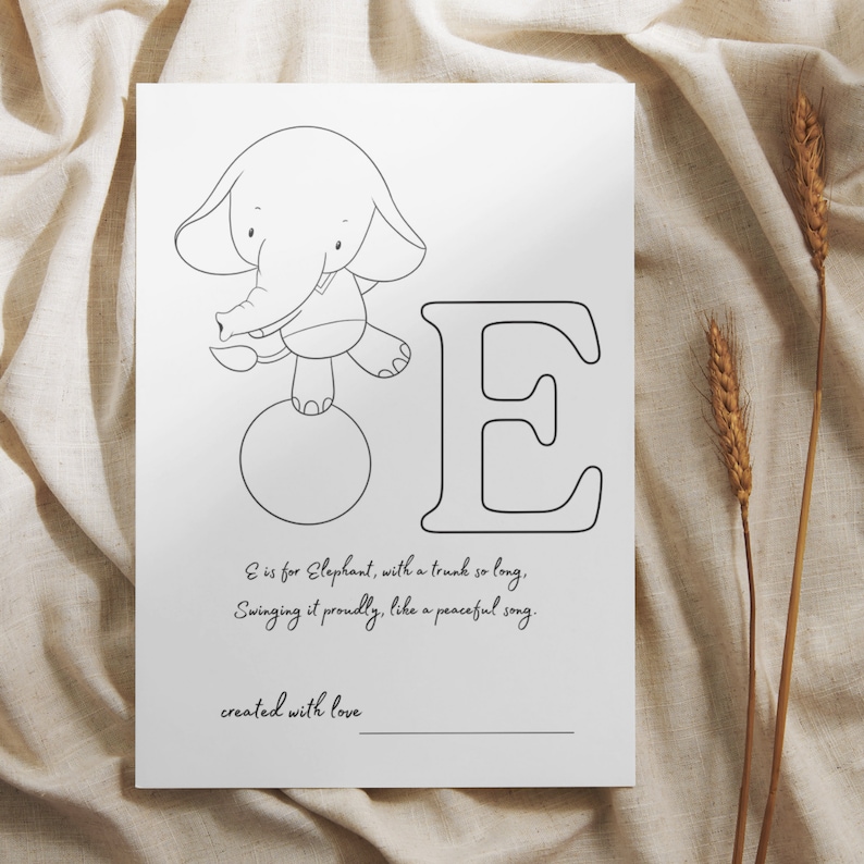 ABC Baby Shower Coloring Book, Digital Download, Educational Animal ...