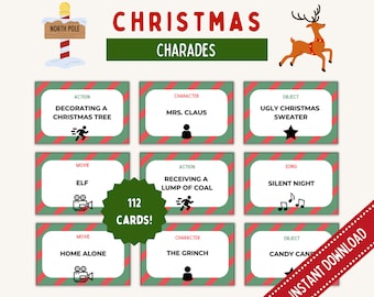 Christmas Charades | Christmas Printable Game | Christmas Party Game ...